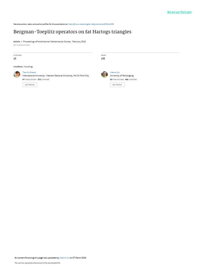 Bergman-Toeplitz Operators On Fat Hartogs Triangle | PDF | Theorem | Mathematics