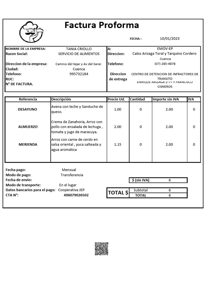 Criollo Proforma | PDF | Cocinando | Cocina occidental