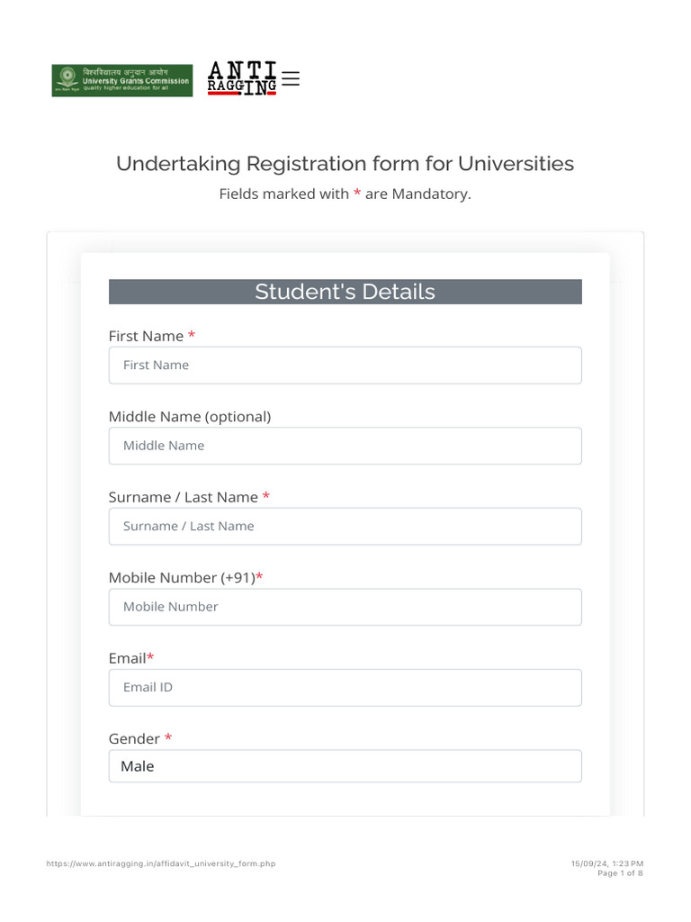 Anti Ragging - Ragging in College - Anti Ragging Affidavit | PDF ...