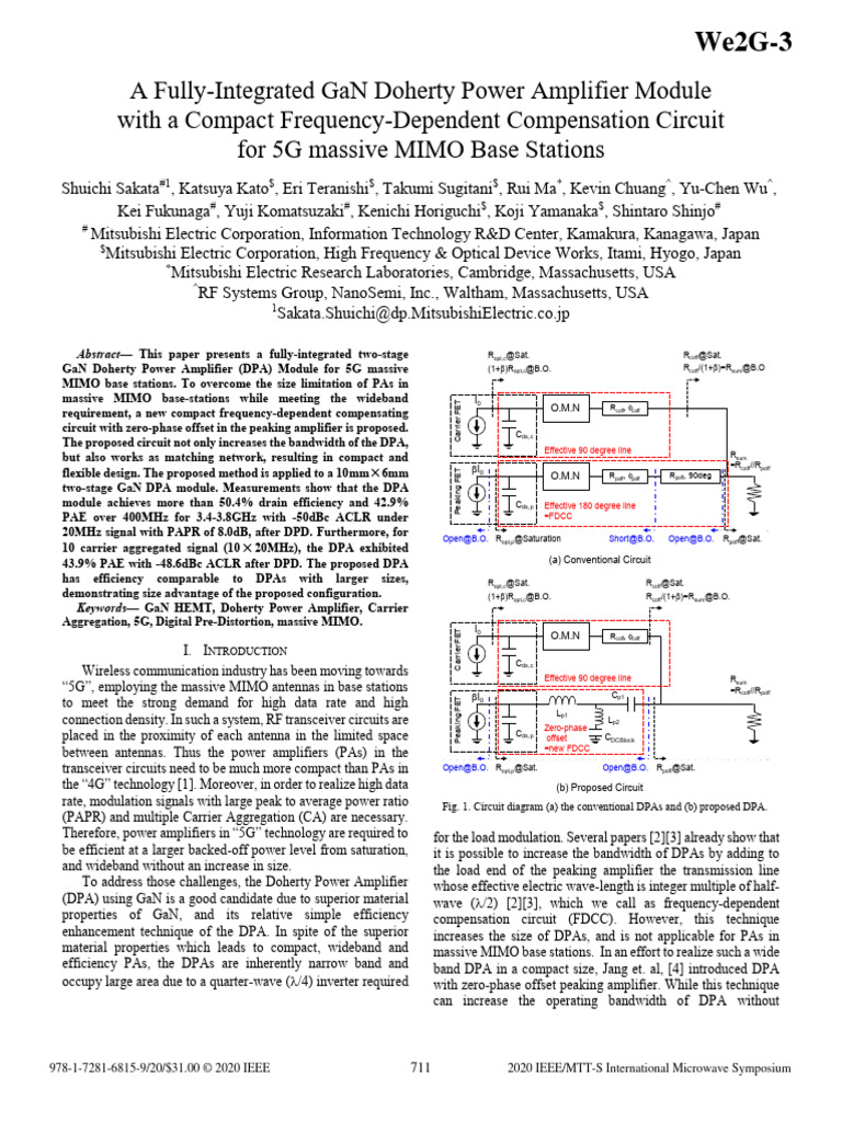 A Fully-Integrated GaN Doherty Power Amplifier Module With A Compact Frequency-Dependent ...