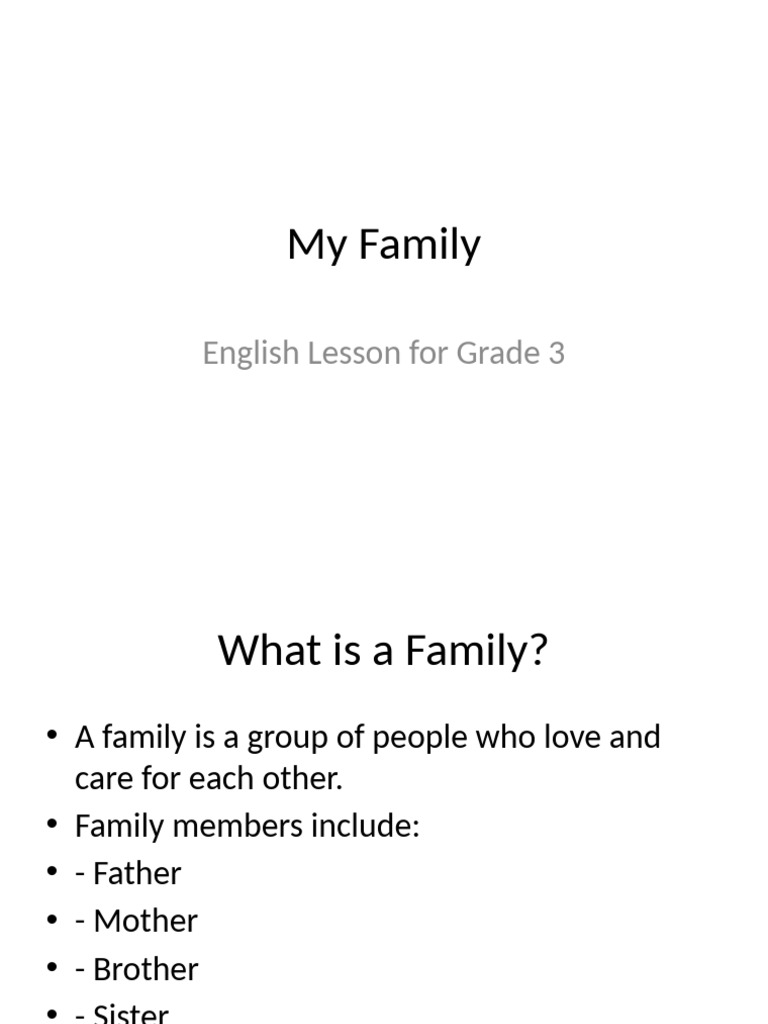 Grade 3 English: My Family Lesson | PDF