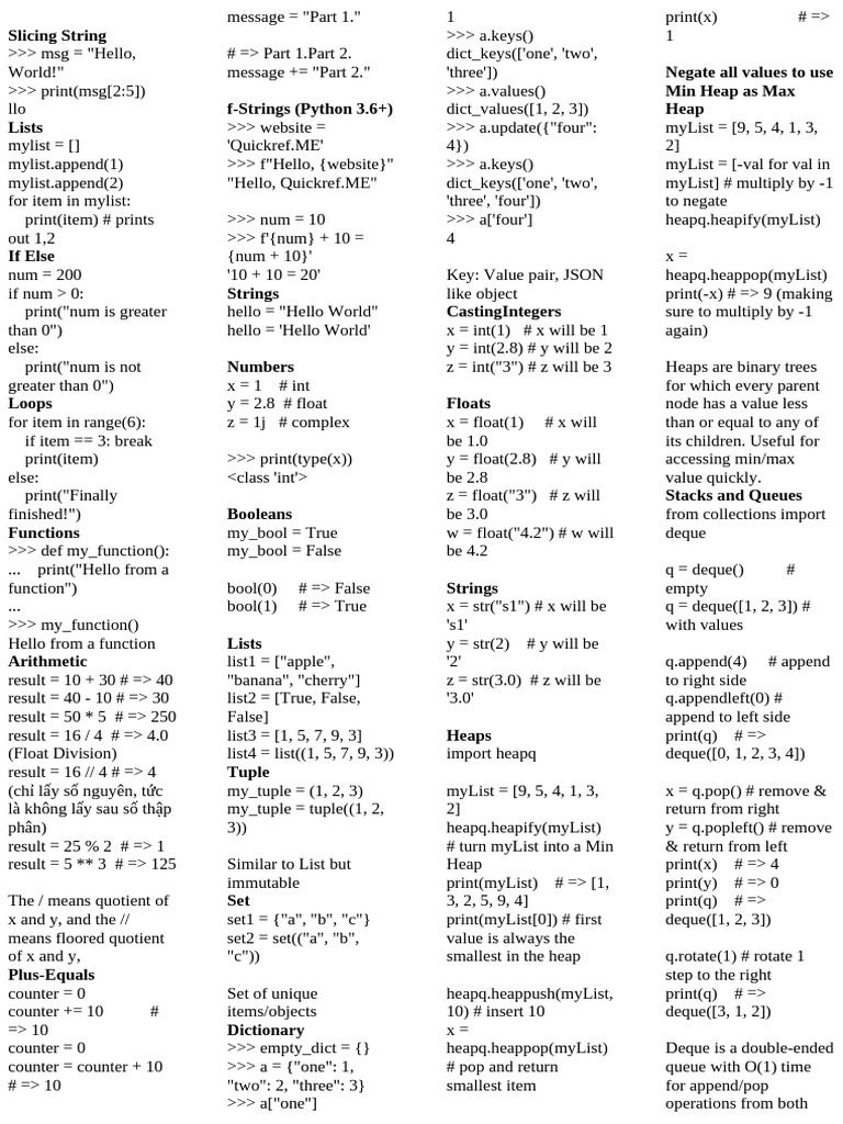 python sheet (2) (AutoRecovered) (bản chính) | PDF | Boolean Data Type | Method (Computer ...