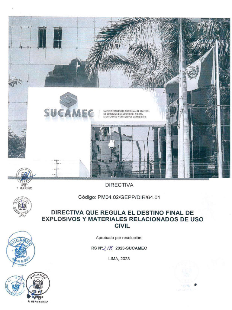 DIRECTIVA 003-2023-SUCAMEC - REGULA DESTINO FINAL DE EXPLOSIVOS Y MR - Compressed (1 ...