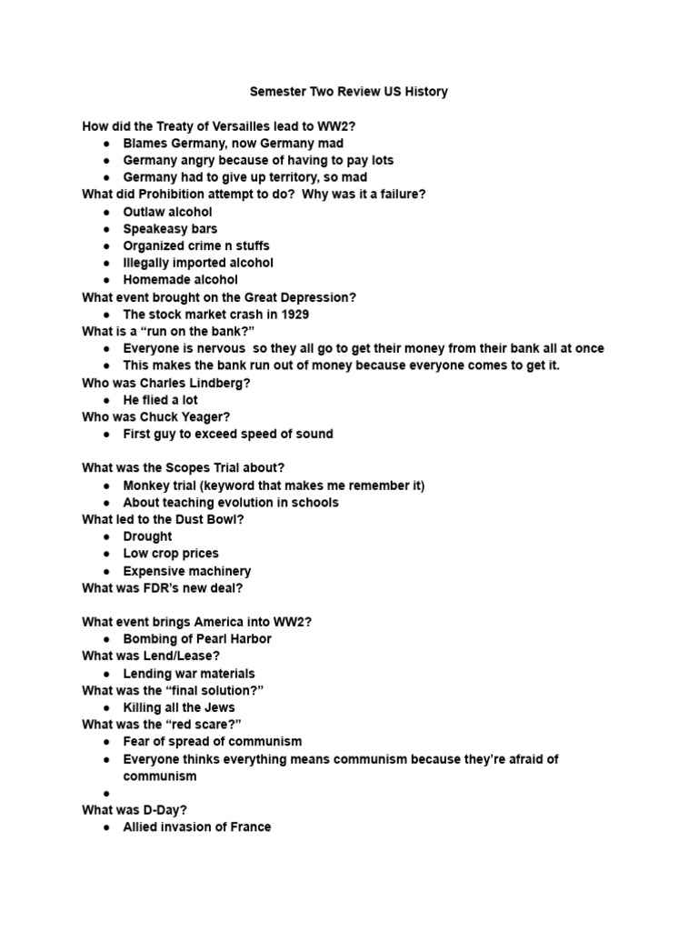 US History Semester Two Review Guide | PDF | Cuba