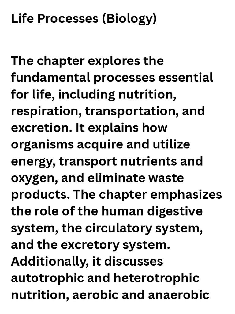 Life Processes (Biology) - 20250124 - 203708 - 0000 | PDF