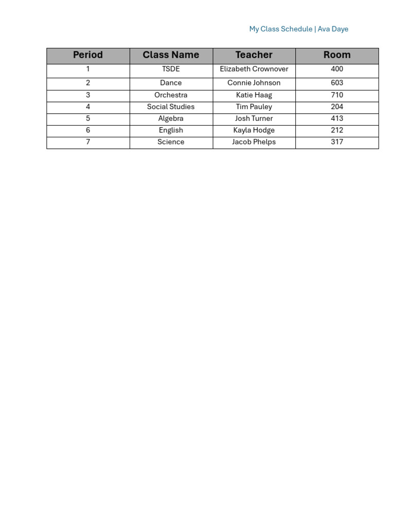 My Class Schedule | PDF