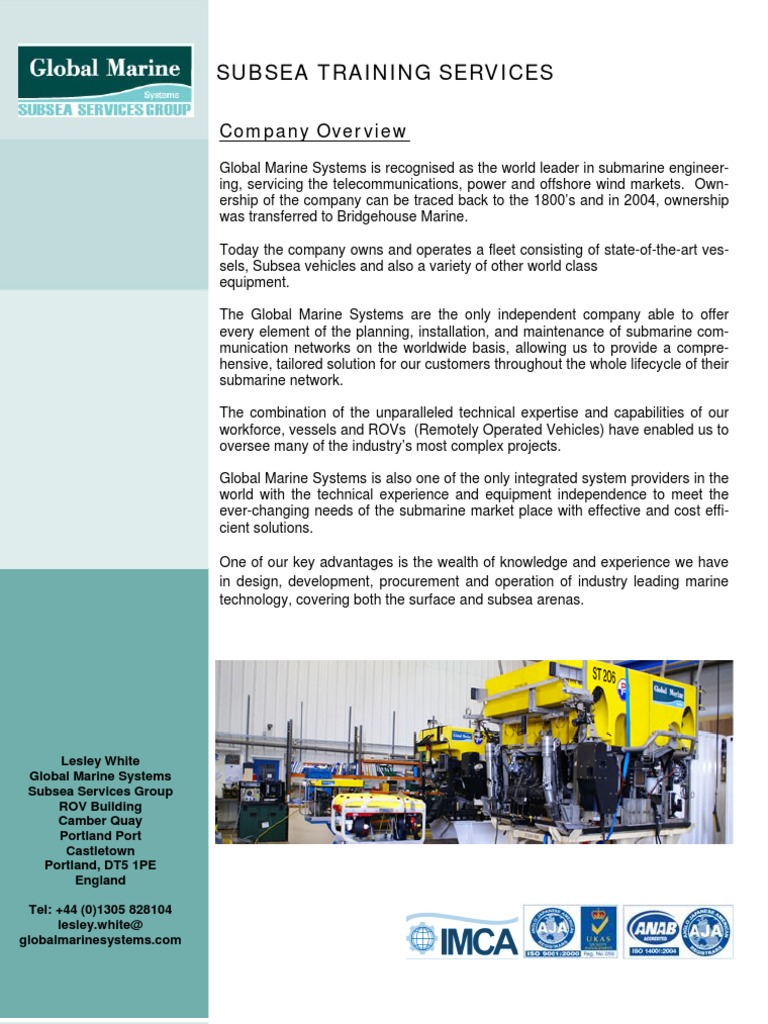 Subsea ROV Training Flyer 14-07-09 | PDF | Subsea (Technology ...