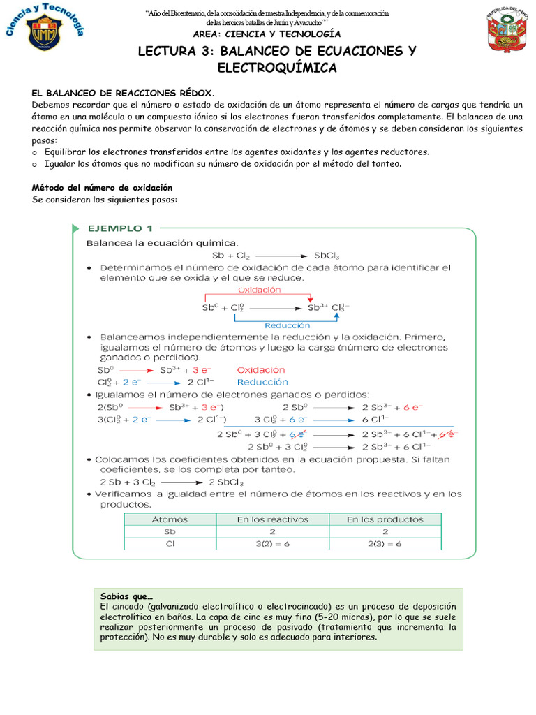 Lectura 3 - Cyt - V Unidad - 3º Grado 2024 | PDF | Electroquímica | Redox