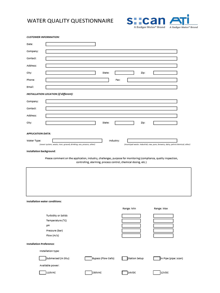 Water Quality - Questionaire | PDF | Magnesium | Total Organic Carbon
