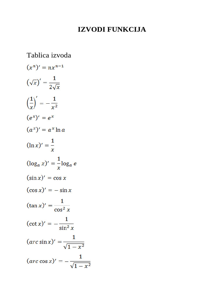 IZVODI FUNKCIJA IIdio (Zadaci) | PDF