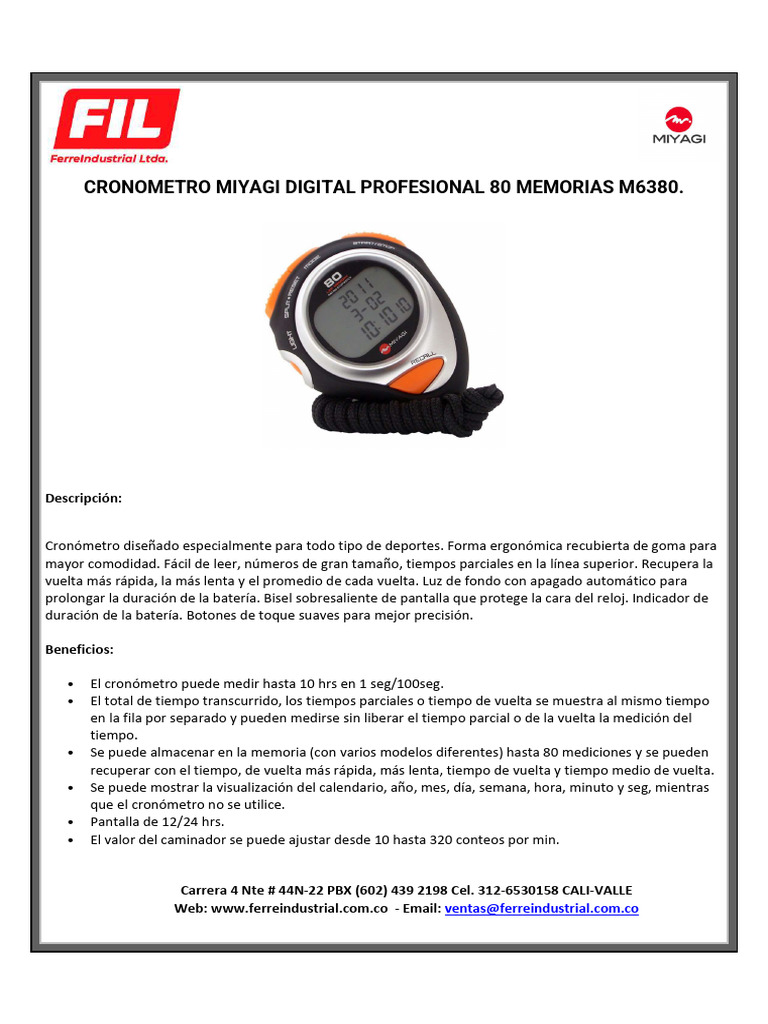 Cronometro Digital Miyagi m6308 | PDF