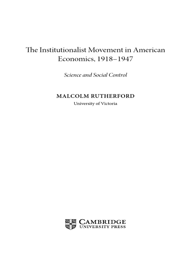 Rutherford - The Institutionalist Movement | PDF | Institutional ...