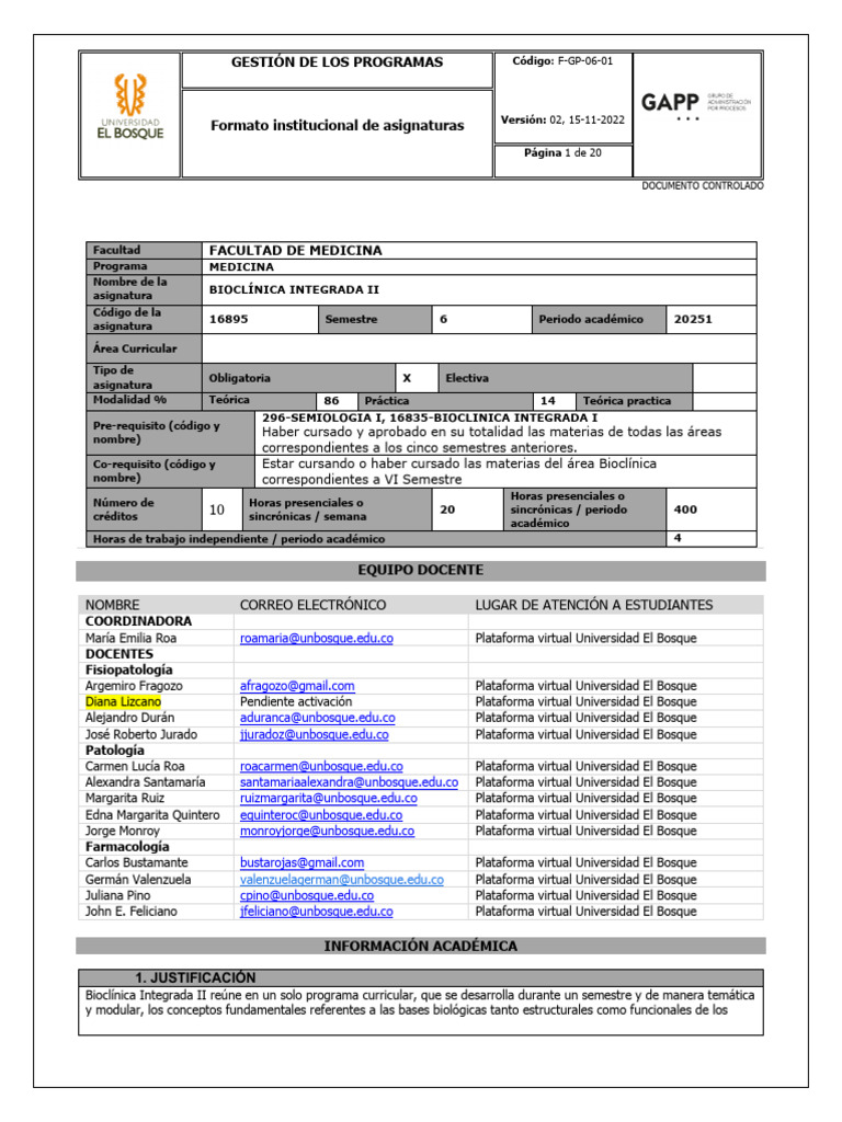 19801_PROGRAMA PRELIMINAR BIOCLINICAINTEGRADAII | PDF | Aprendizaje ...