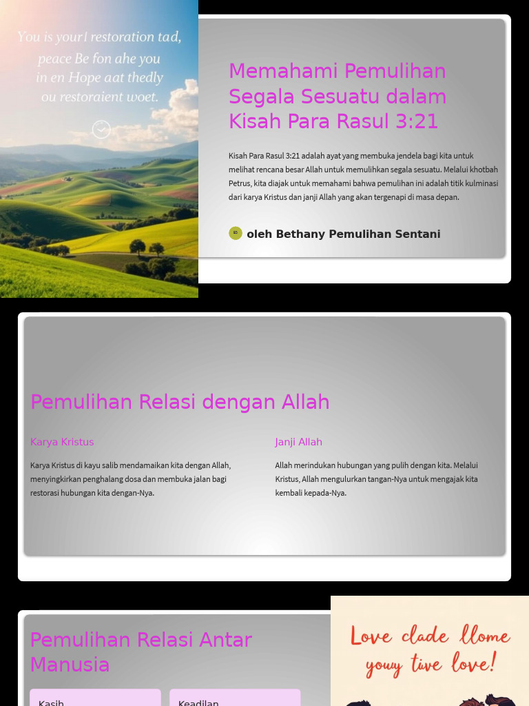 Memahami Pemulihan Segala Sesuatu Dalam Kisah para Rasul 321 | PDF