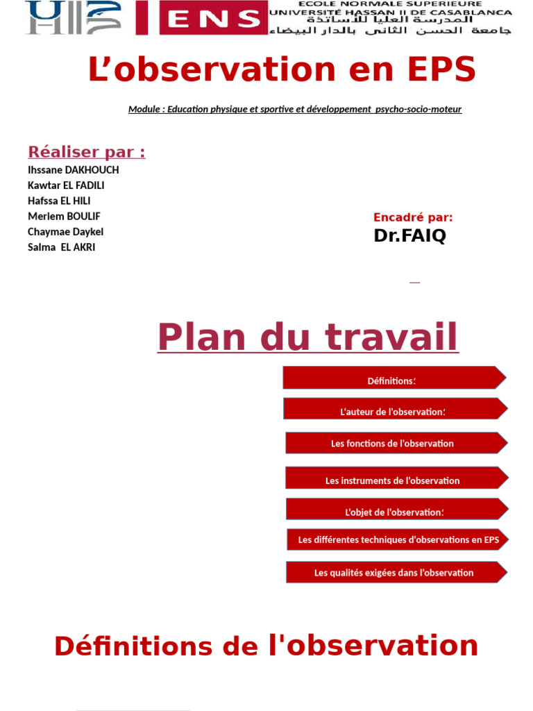 Techniques et Qualités de l'Observation en EPS | PDF | Observation