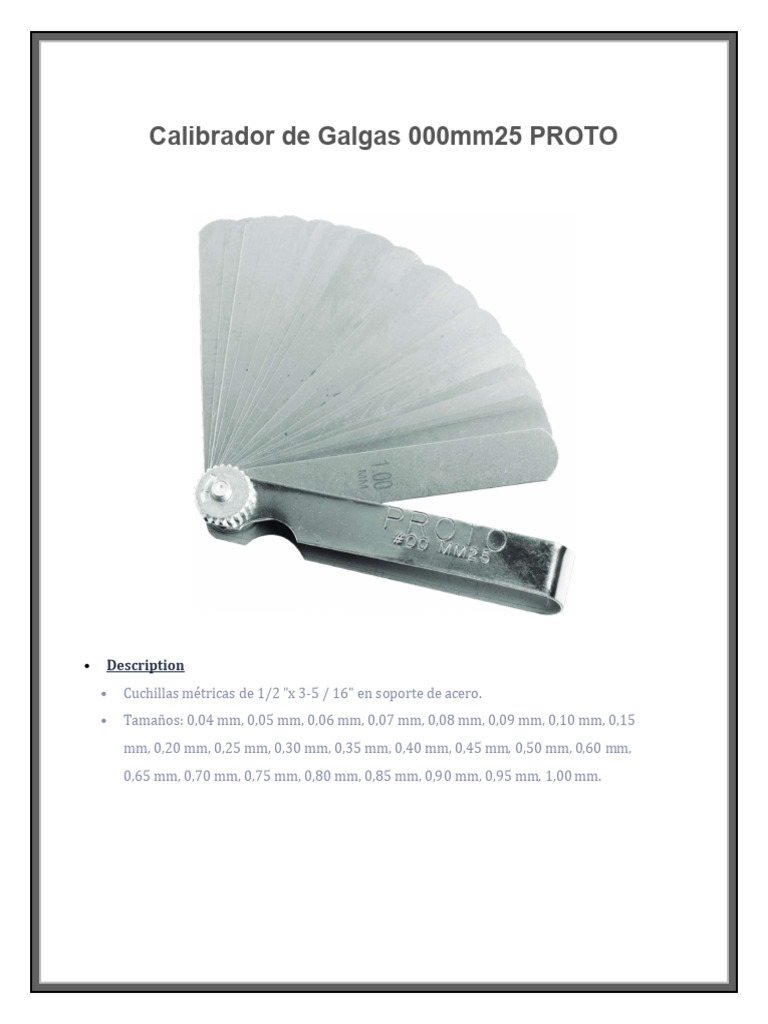 Calibrador de Galgas Proto | PDF
