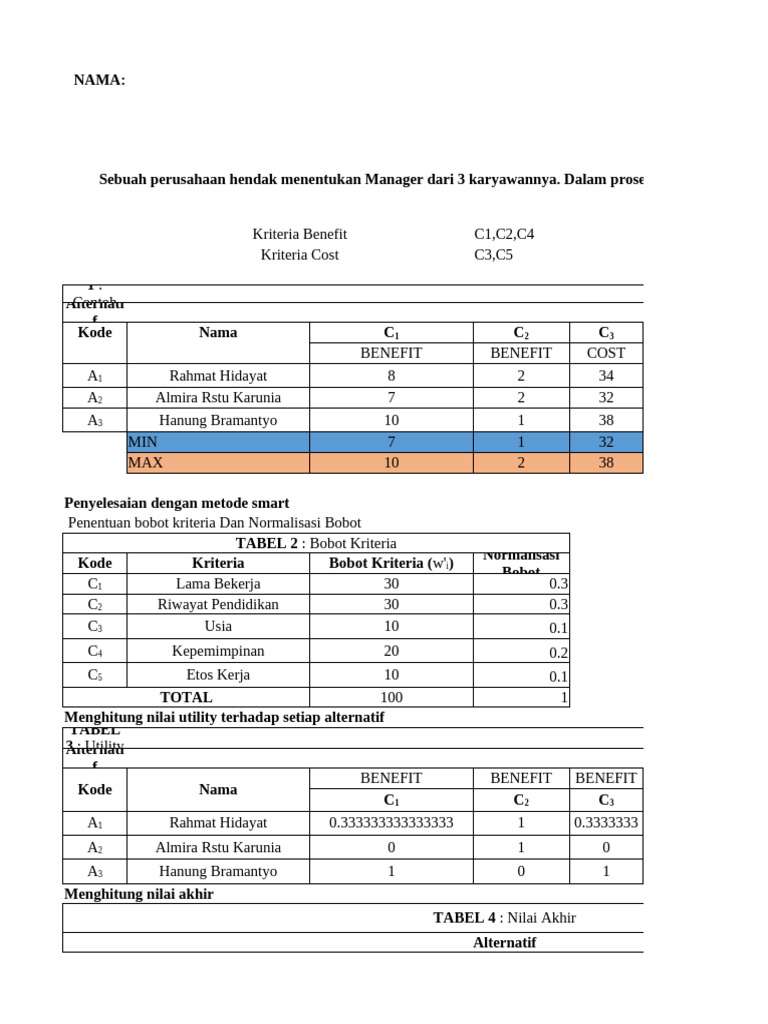 PERHITUNGAN SMART(1) | PDF