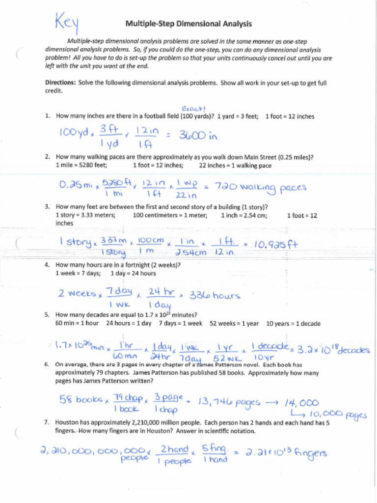 Dimensional Analysis Supplementary (Word Problem) | PDF