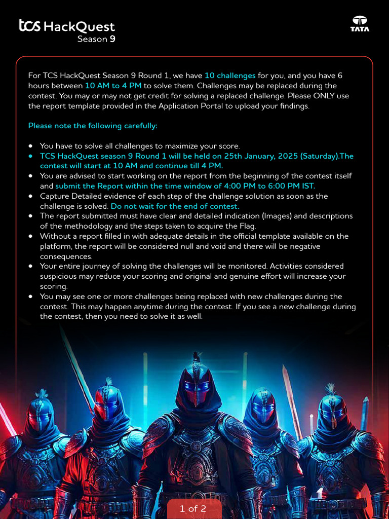 TCS HackQuest Season 9 Round 1 Guide | PDF