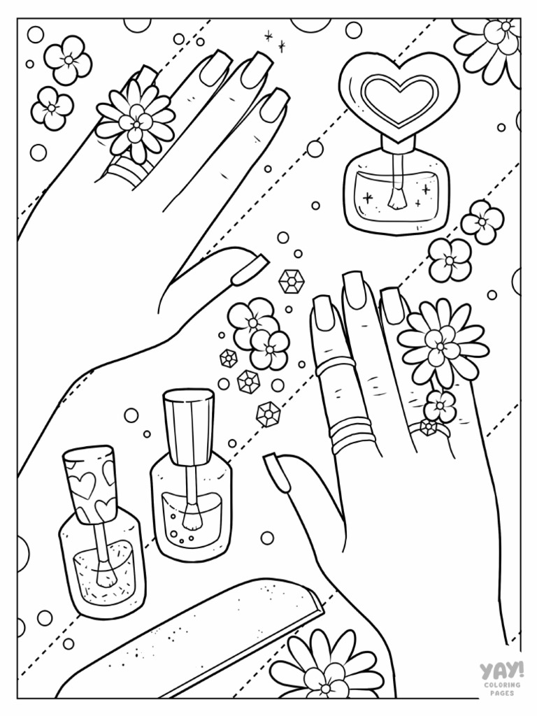 Aesthetic Coloring Pages Nail Art | PDF
