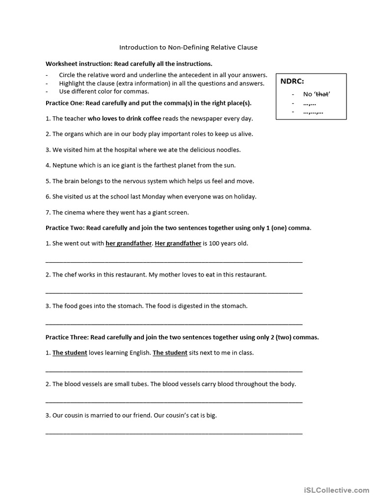 Introduction To Non-Defining Relative Clause | PDF