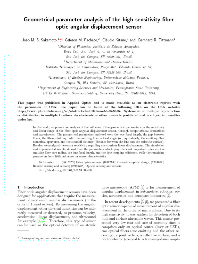 2015 - ArXiv - Geometrical Parameter Analysis of a High-sensitivity Fiber Optic Angular ...