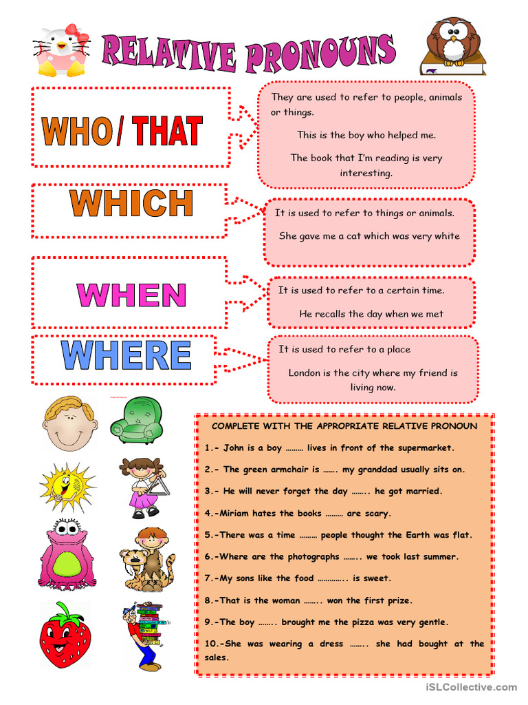 Relative Pronouns Practice Worksheet | PDF