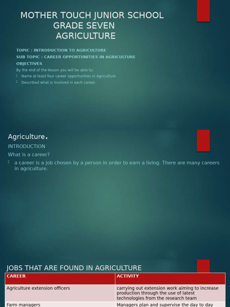 Agriculture Career Opportunities Overview | PDF | Agriculture | Botany