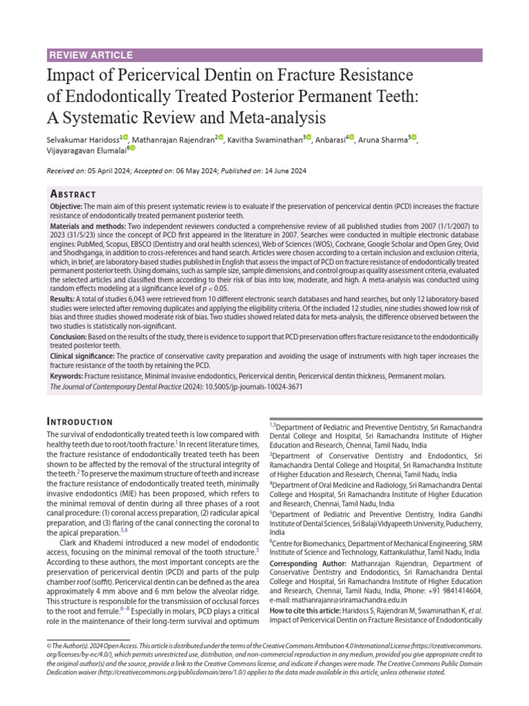 Pericervical Dentin's Role in Fracture Resistance | PDF | Systematic Review