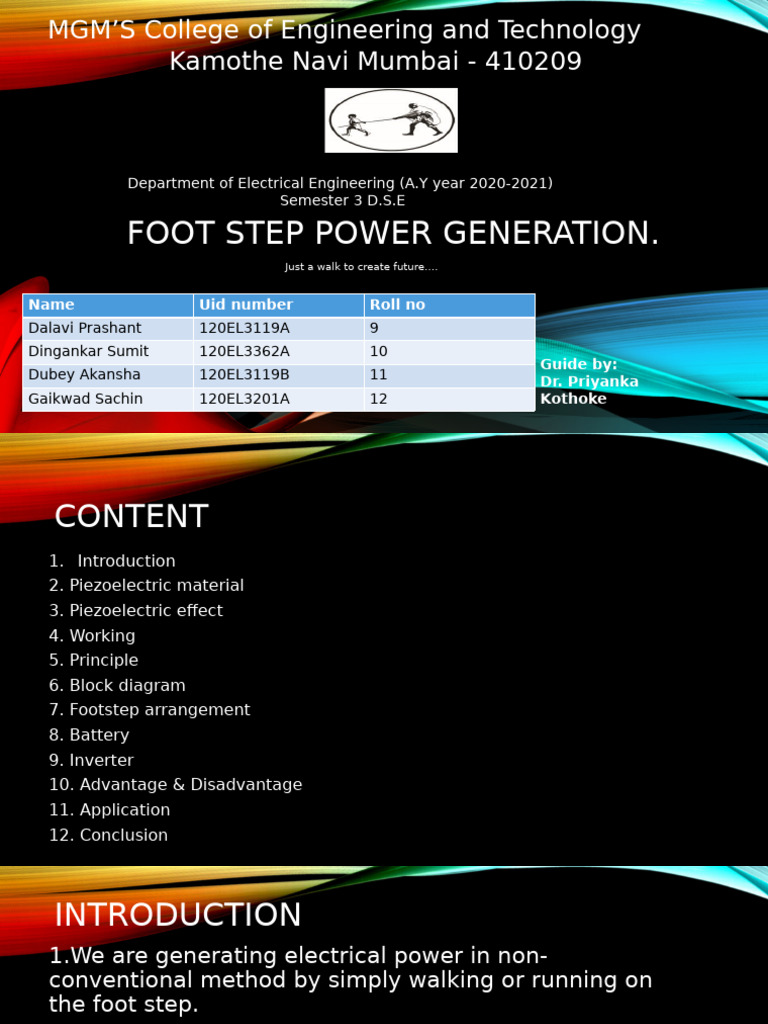 Foot Step Power Generation FINAL 1 | PDF | Power Inverter | Direct Current