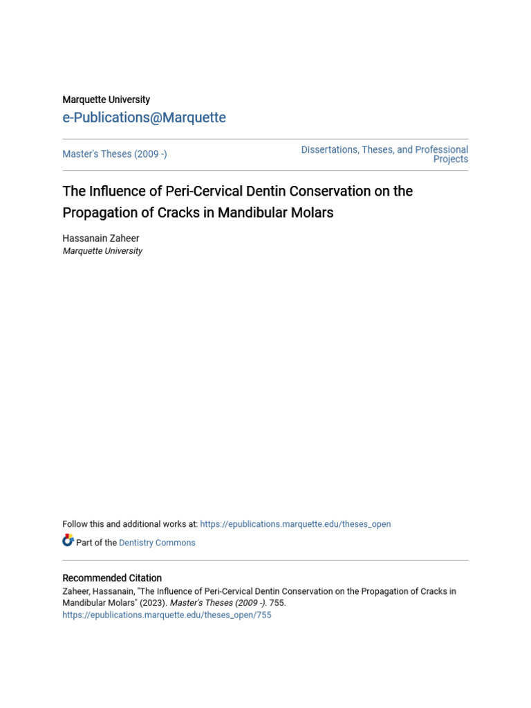 The Influence of Peri-Cervical Dentin Conservation on the Propagation ...