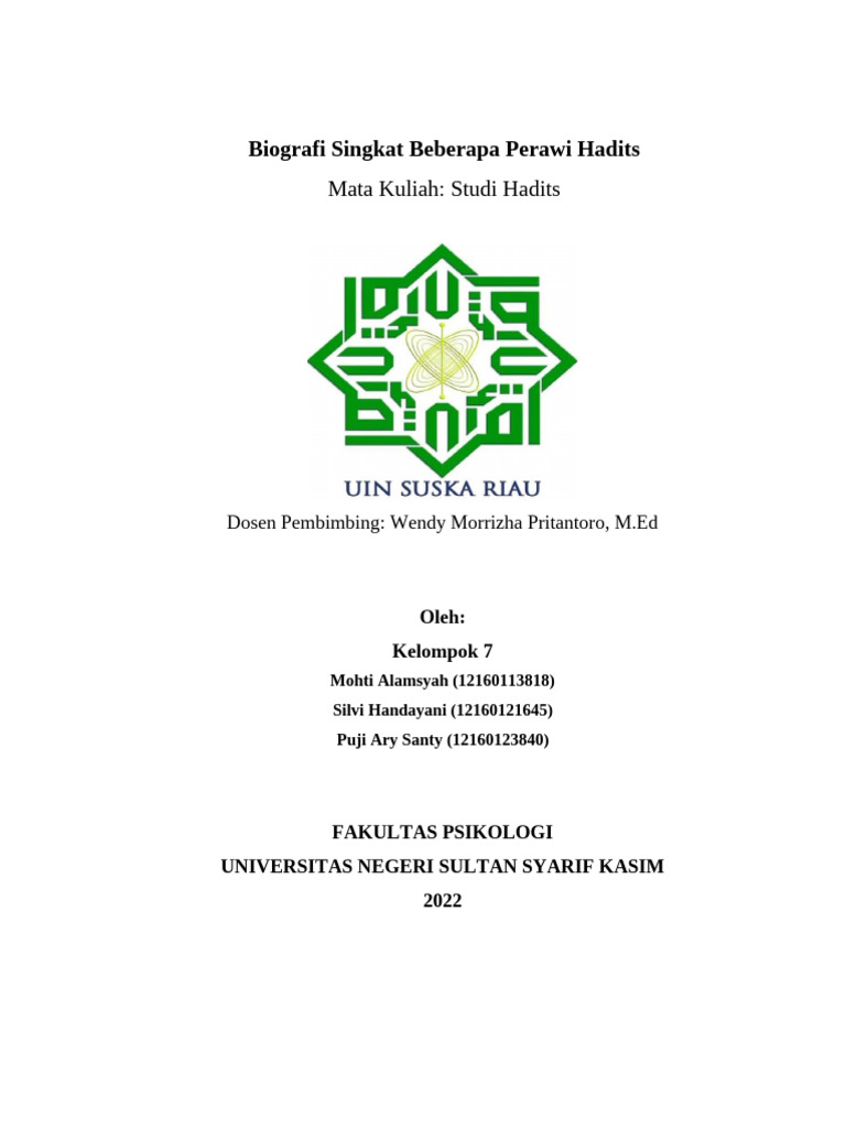 Biografi Singkat Beberapa Perawi Hadist | PDF