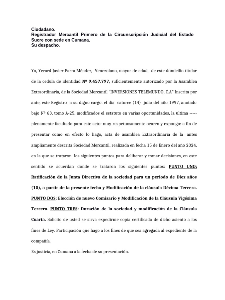 Ratificacion de La Junta Dirctiva | PDF | Venezuela | Gobierno
