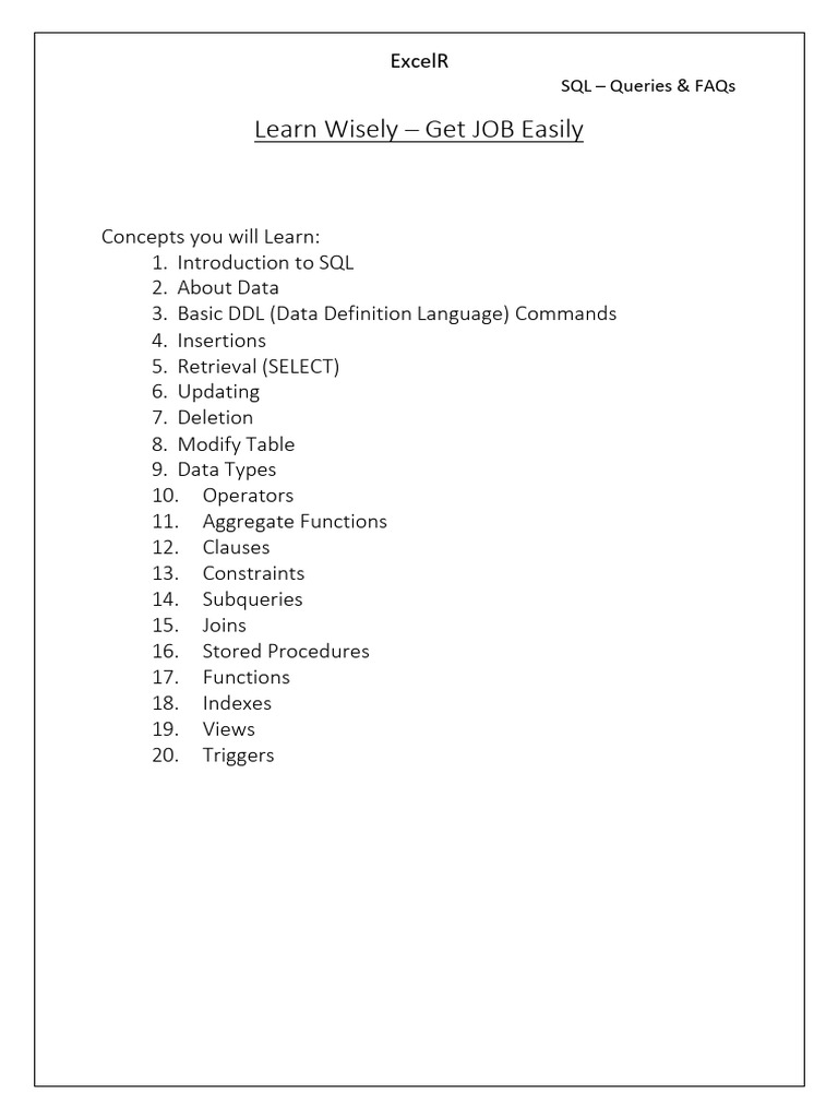 SQL FAQS and Queries | PDF | Databases | Relational Database SQL FAQS and Queries | PDF | Databases | Relational Database