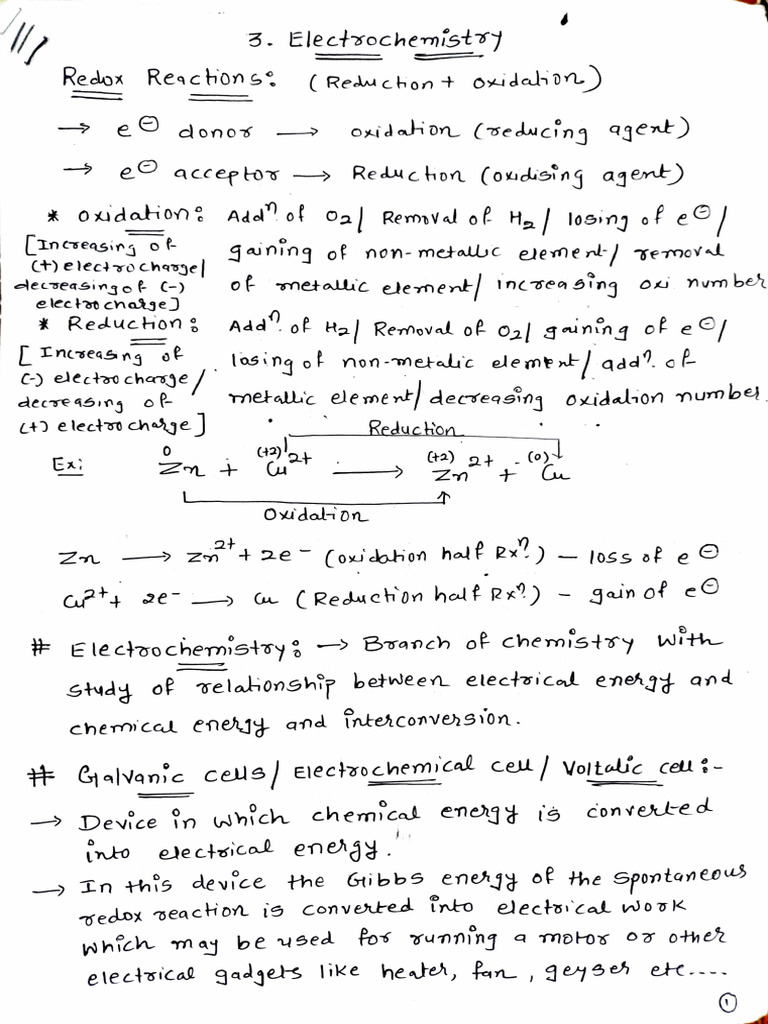 Electrochemistry Notes | PDF