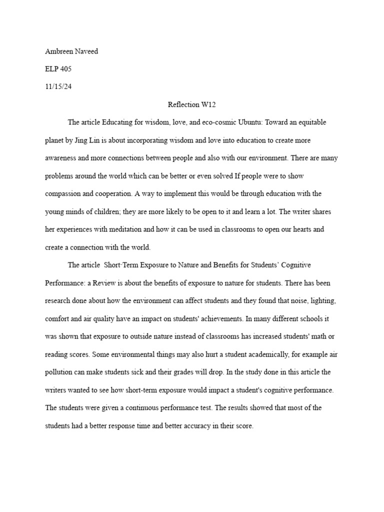 Reflection W12 | PDF