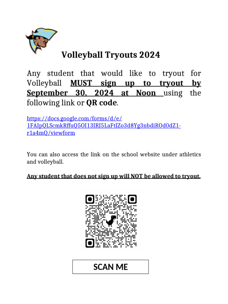 Fort Middle School VB Tryout Letter 2024 SY | PDF