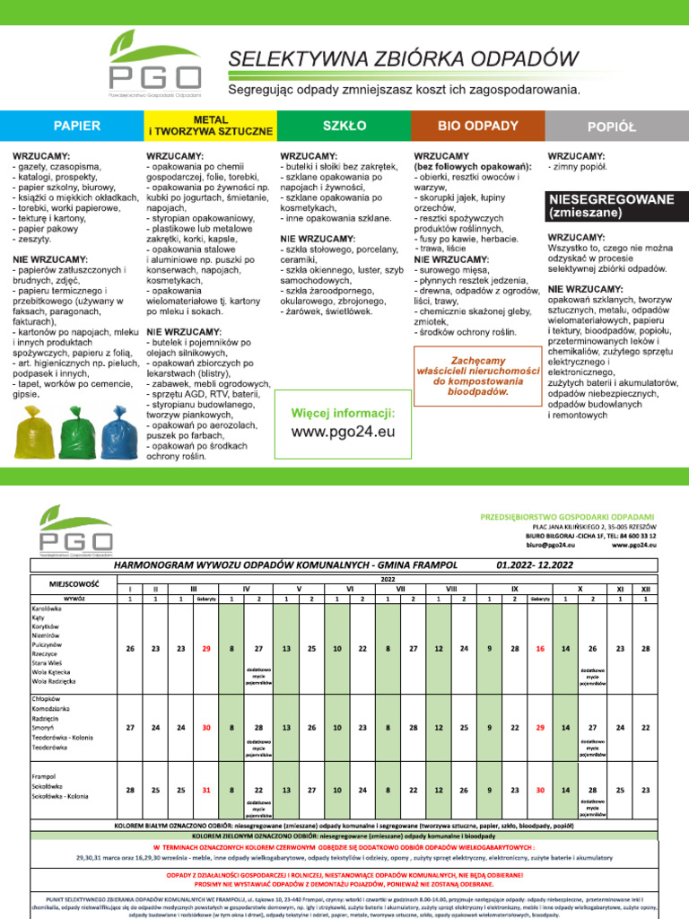 Pgo Harmonogram Frampol-2022 | PDF