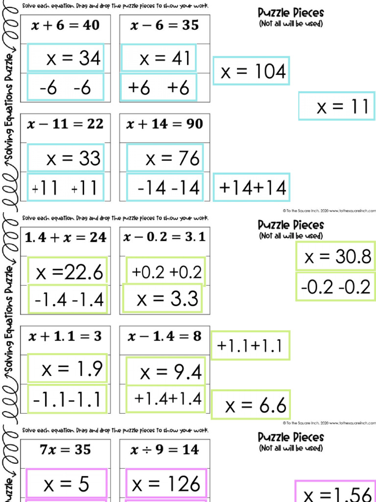 Kassandra Cruz - Solving Equations Puzzles Digital Activity | PDF