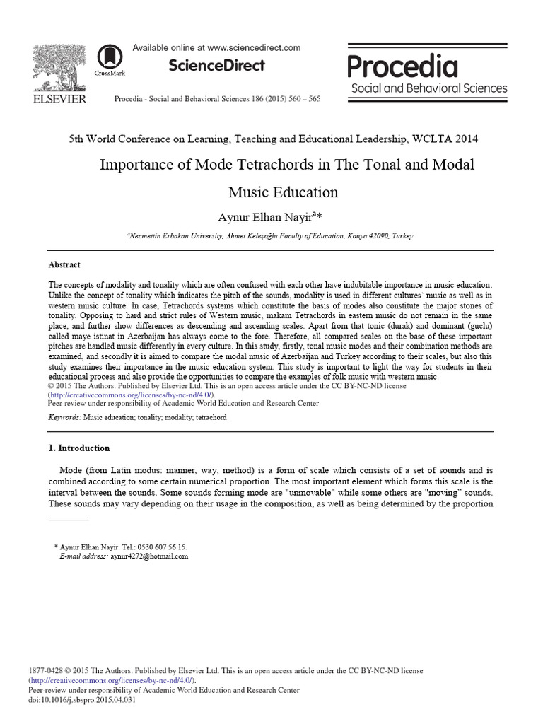 Importance of Mode Tetrachords in The Tonal and Modal | PDF | Mode ...
