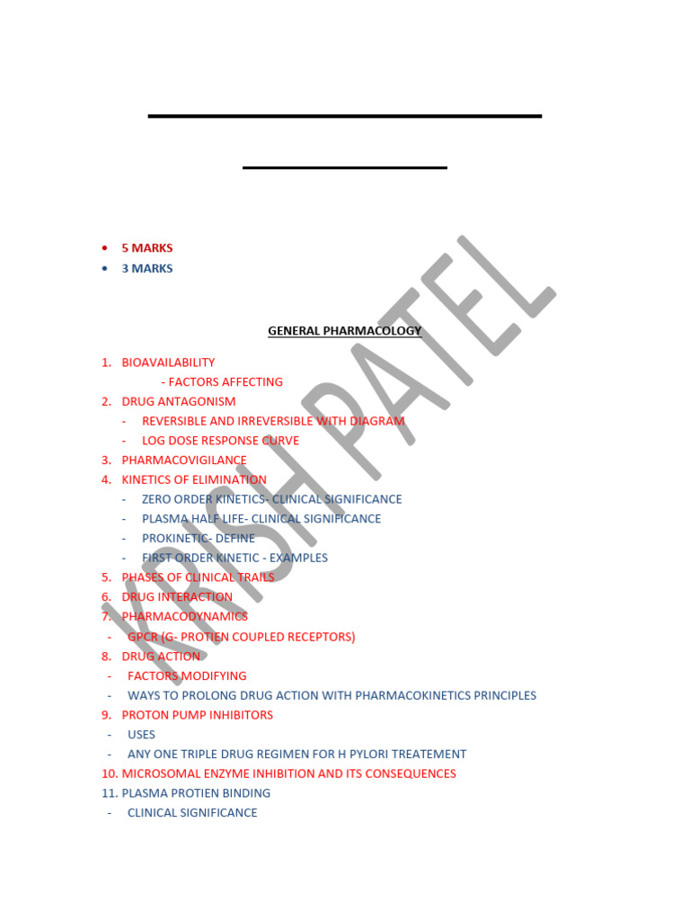 PHARMACOLOGY PRELIMS KP | PDF | Pharmacology | Enzyme Inhibitor