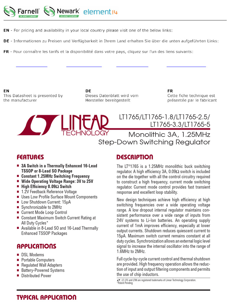LT1765 | PDF | Electrical Circuits | Electronic Circuits