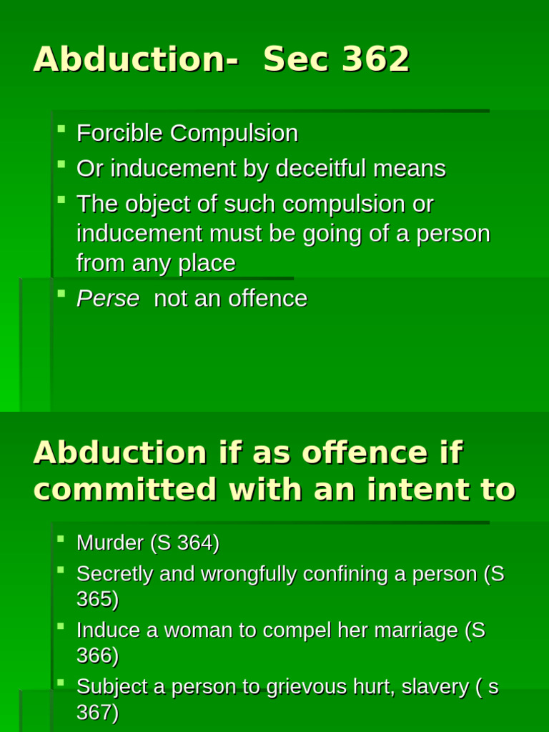 Abduction- Sec 362 | PDF | Lease | Human Trafficking
