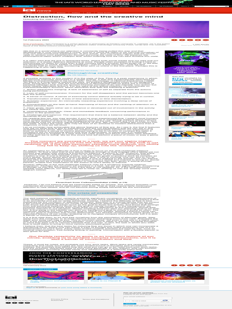Distraction, Flow and The Creative Mind - Tom Cochrane IAI TV | PDF ...