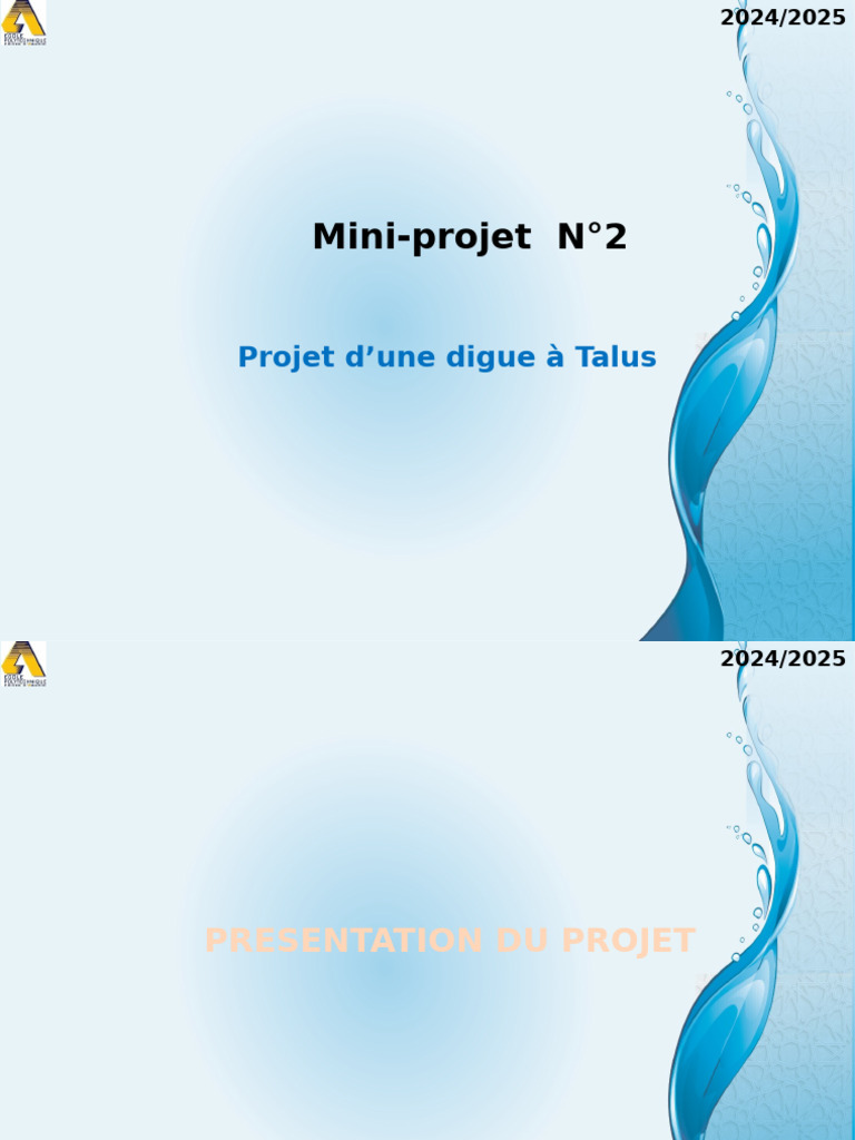 Mini-Projet N°2 - Digue À Talus 2024-2025 | PDF | Grandeur physique ...