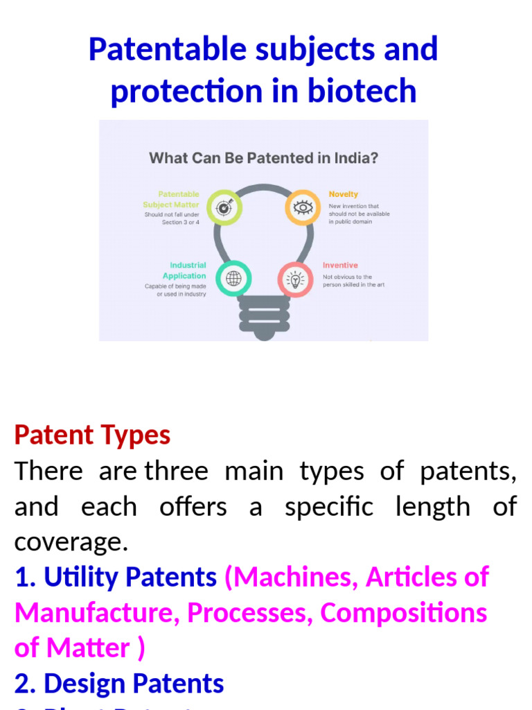 Patentable Subjects and Protection in Biotech | PDF