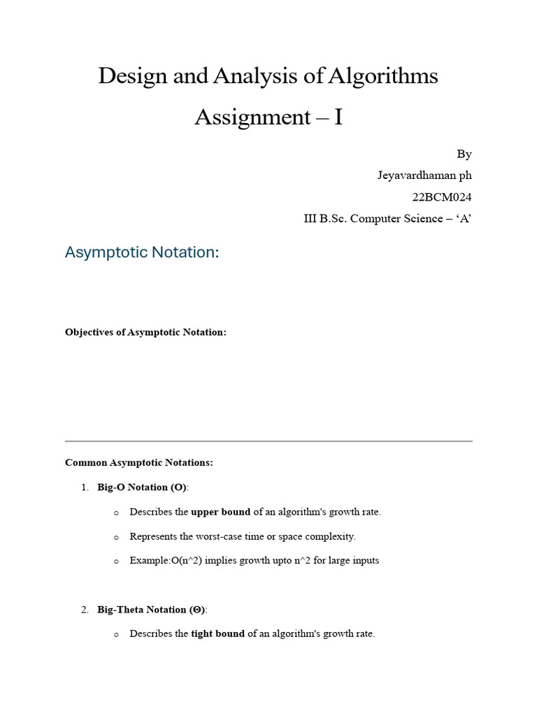 22bcm024 DAA assignment 1 | PDF | Time Complexity | Combinatorics