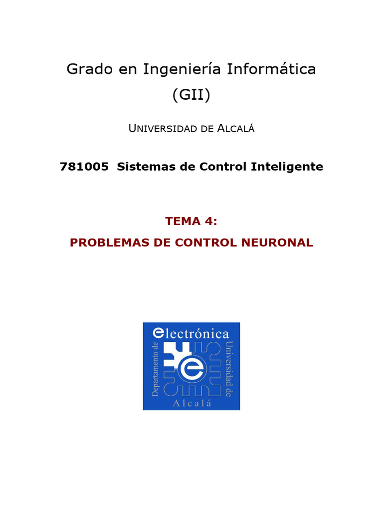 Tema4 - Problemas Control Neuronal - SCI - GII | PDF | Ecuaciones ...