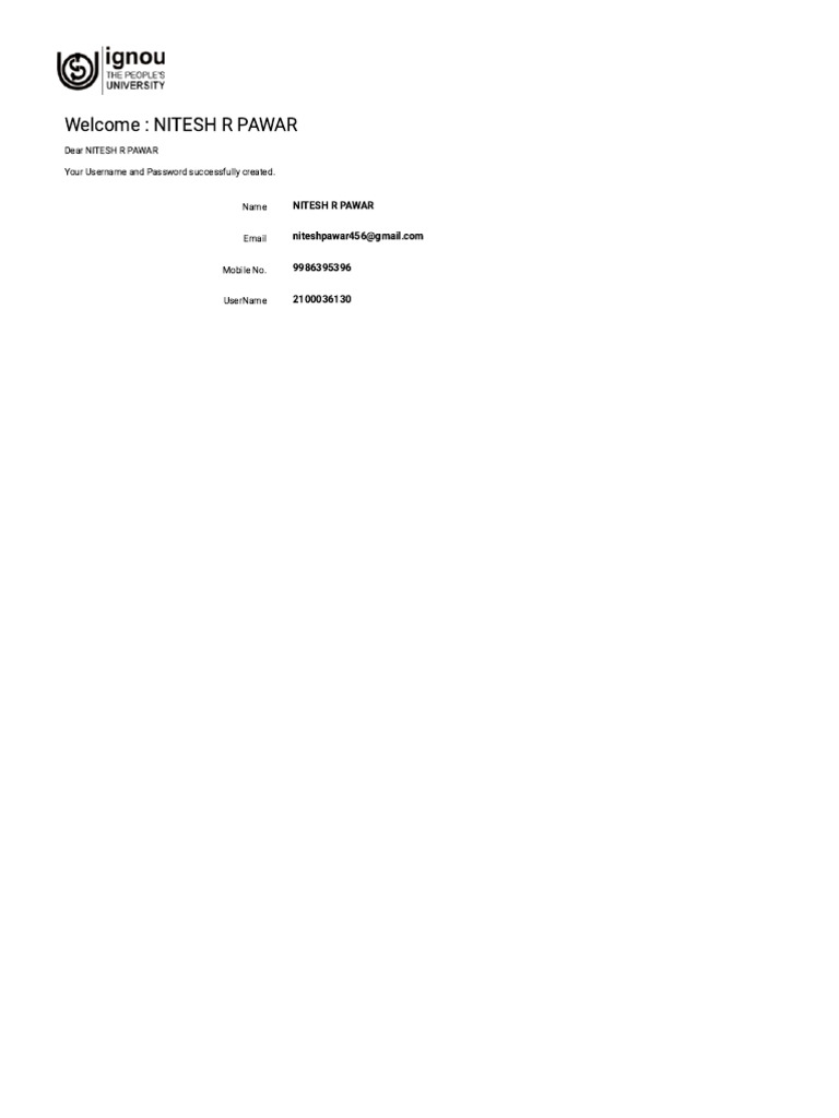 IGNOU Degree Management Access Info | PDF