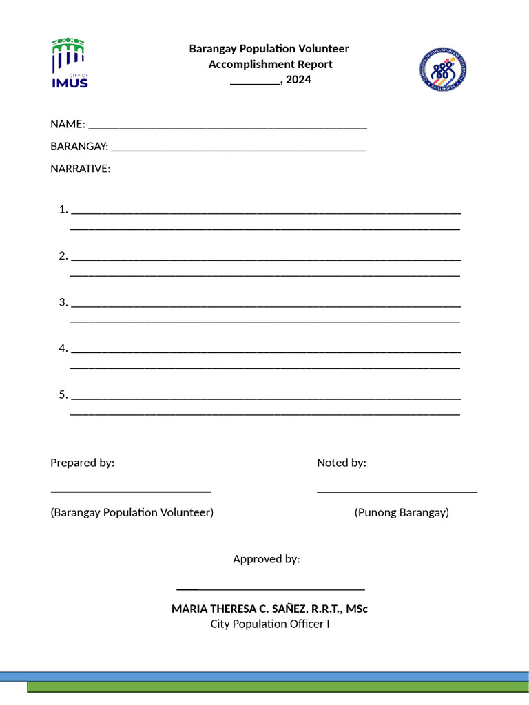 Barangay Volunteer Accomplishment Report | PDF
